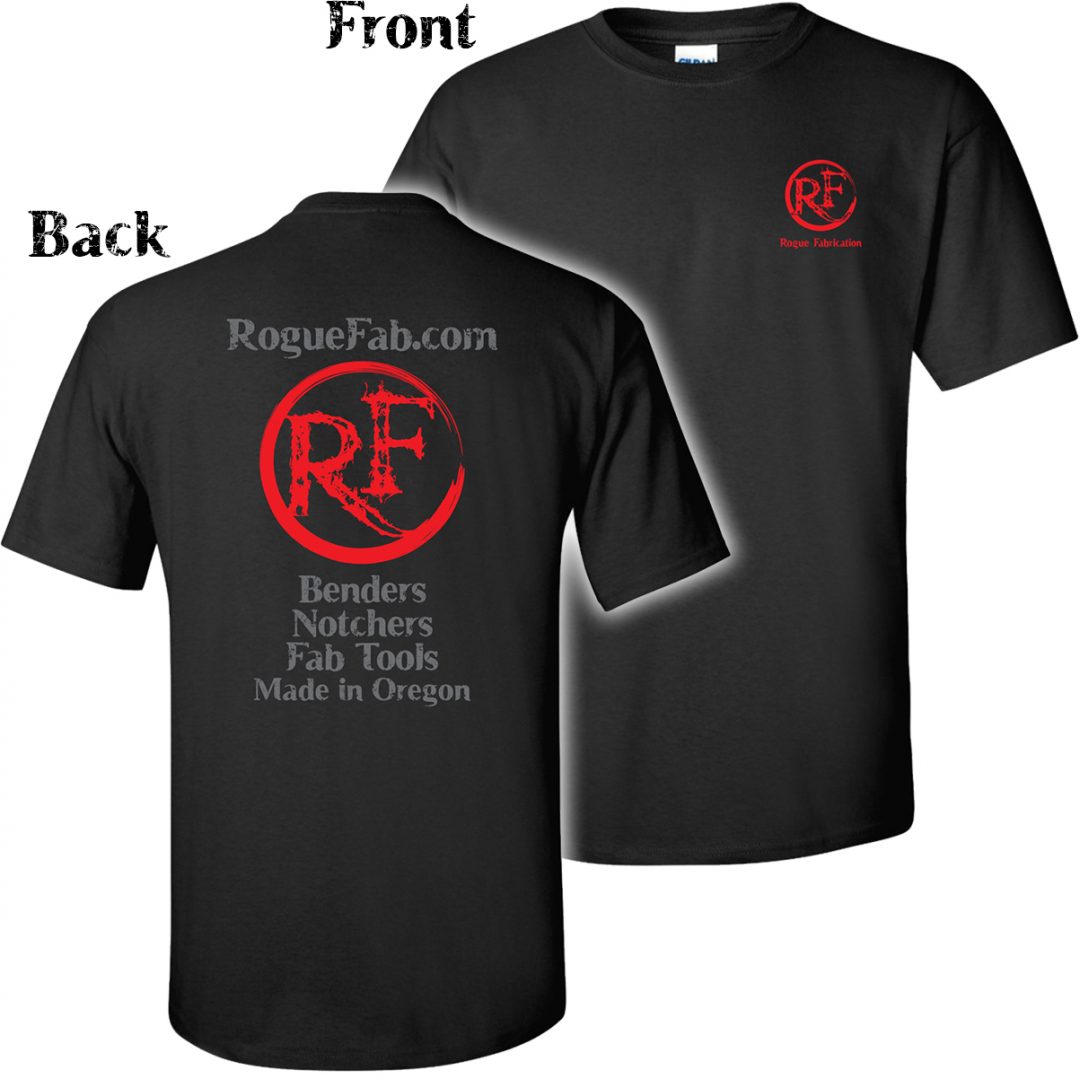 RogueFab T-Shirt - Side print RF Logo on BLACK "SWAG" - Rogue Fabrication