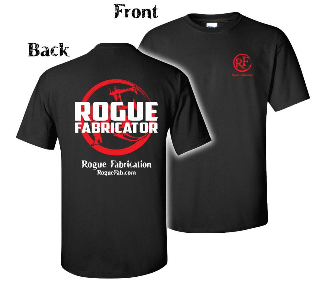 RogueFab T-Shirt - Side print RF Logo on RED "SWAG" - Rogue Fabrication