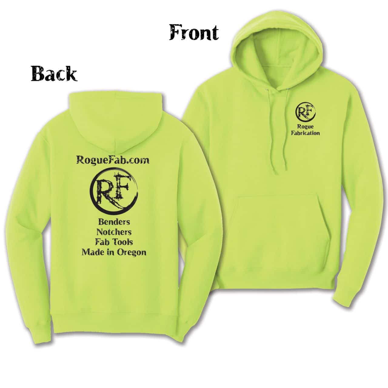 RogueFab Premium Hoodie - Safety Green/Highlighter Yellow "SWAG ...